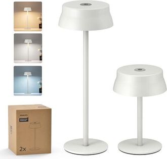 Philips Lampe de Table Sans Fil, Bureau LED Portable pour Extérieur, Alimentée par Batterie Rechargeable, 2 Hauteurs Réglables, Contrôle Tactile et 3 Couleurs