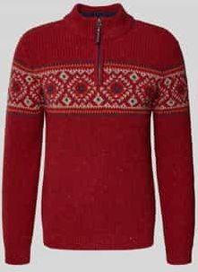 Ragman Norwegerpullover aus Woll-Mix mit Troyer-Kragen