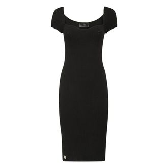 Philipp Plein Femme, Robes, Noir, Taille: 40 FR Knit Midi Dress