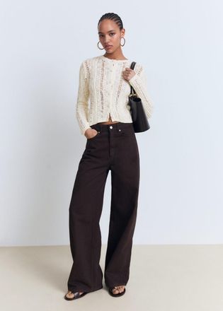 Mango Cardigan maille ajour&eacute;e &eacute;cru - Femme - XS - MANGO