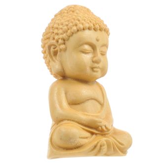 Pretyzoom Kleine Buddha-Statue Aus Holz Miniatur-Buddha-Figur Handgeschnitztes Buddha-Ornament Zen-Dekoration F&uuml;r Zuhause Buddha-Figur F&uuml;r Fahrzeug-Motiv