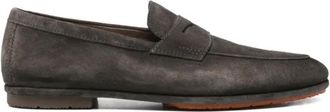 Santoni Homme, Chaussures, Gris, Taille: 43 1/2 EU Suede Penny Loafer
