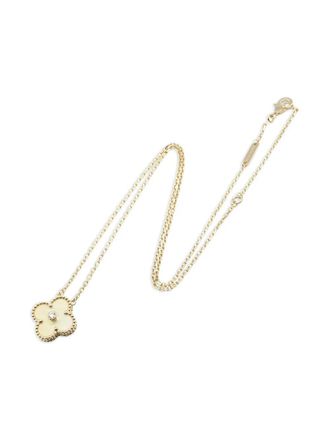 Van Cleef & Arpels collier Alhambra en or jaune 18 ct &agrave; diamant et perle (ann&eacute;es 2010)