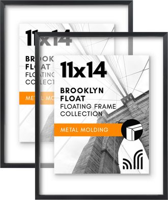 Americanflat Schwebender Aluminium-Bilderrahmen, 27,9 x 35,6 cm, Schwarz, Verwendung als 28 x 35 cm gro&szlig;er Bilderrahmen oder 20,3 x 25,4 cm gro&szlig;er schwebender Rahm