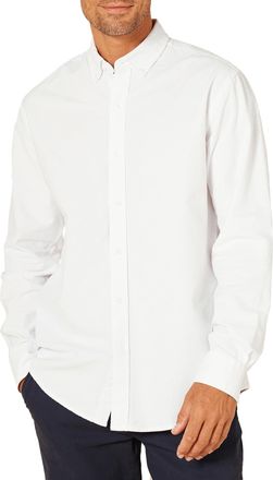 Amazon Essentials Herren Langärmliges Oxford-Hemd mit normaler Passform, Weiß, XXL