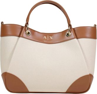 A|X Armani Exchange Femme, Sacs, Beige, Taille: ONE Size Elegant Shopper en tissu structur&eacute;