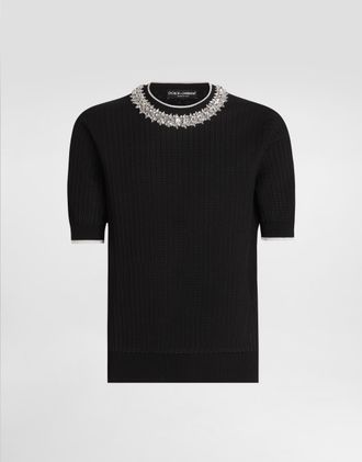 Dolce & Gabbana Rundhalspullover Aus Baumwolle - Mann Strickwaren Schwarz 50