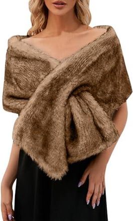 Generic Poncho Femme Hiver Chaud Chale Femme Hiver Chaud Cape Femme Effet enveloppant Ch&acirc;le Mariage Long &Eacute;l&eacute;gant Imitation Soie Accessoire Mari&eacute;e