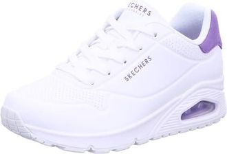 Skechers Femme Uno Pop Back Basket, Bordure en Daim Violet Durabuck Blanc, 37 EU