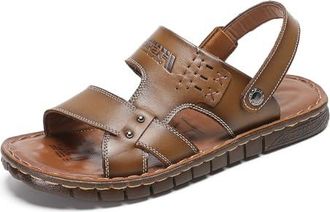 Generic Sandales en cuir v&eacute;ritable pour homme - Bout ferm&eacute; - Antid&eacute;rapantes - Sandales d&eacute;t&eacute; l&eacute;g&egrave;res - Pour la plage, kaki, 39 2/3 EU