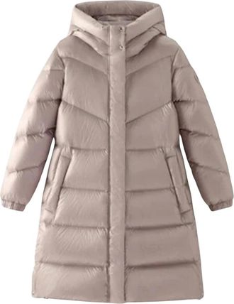 Woolrich Femme, Manteaux, Beige, Taille: 42 FR Aliquippa Long Puffer Jacket