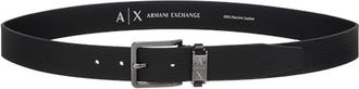 A|X Armani Exchange Monocolor, Silver Buckle, Mini Logo Plate Ceinture Tongue, Noir, 80 cm Hommes