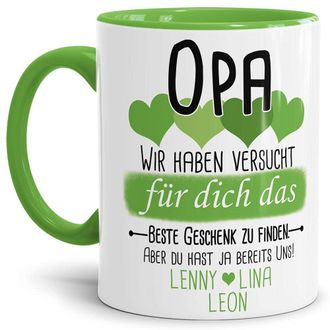 Tassendruck Geschenk Tasse mit Spruch PERSONALISIERT - Bestes Geschenk f&uuml;r Opa von Enkelkindern - Kaffee-Tasse/Geschenkidee Geburtstag Vatertag/Vatertagsgeschenk 
