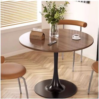 Generic Table de salle &agrave; manger ronde moderne avec plateau en MDF - Petit meuble de cuisine et de salon &eacute;l&eacute;gant pour salle &agrave; manger et loisirs, design peu enc