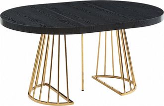 Vente-Unique Esstisch ausziehbar - 2 bis 12 Personen - MDF & Stahl - Schwarz & Goldfarben - FIRELA