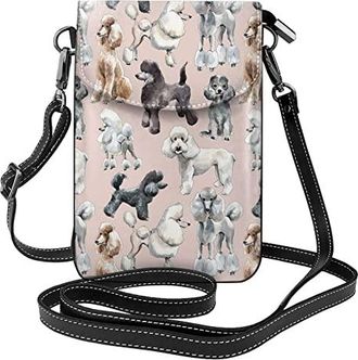 IUBBKI Caniches Chiens Porte-monnaie pour téléphone portable - Petit portefeuille en cuir à bandoulière Femme Bretelles Sac Carry Card Cosmetics
