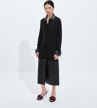 Bottega Veneta Robe en jersey de viscose et cr&ecirc;pe - Noir - Femme - 32