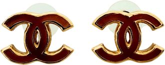 Chanel Ring - Chanel CC Logo stud earrings with red enamel, gold - Gr. ONE SIZE - in Gold - f&uuml;r Damen