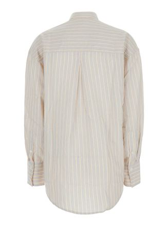 Toteme Womens Striped Shirt Beige Viscose Blouses