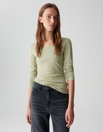 OPUS Langarmshirt SORANA aus BCI Cotton Mix figurbetont geschnitten, weicher Griff, weiter Rundhalsausschnitt