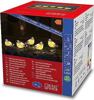 Konstsmide LED Acryl V&ouml;gel, 5er-Set, klar, 24V, Aussen (IP44), 40 warm wei&szlig;e Dioden, wei&szlig;es Kabel - 6291-103