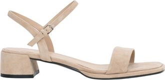 Estro & Luminara Femme, Chaussures, Beige, Taille: 39 EU Sandales &agrave; Talons Bloc Bas en Velours Authentique