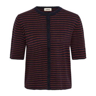 Soaked In Luxury SLSpina Gestreifter Cardigan - - Knitwear - Damen - Blau - S