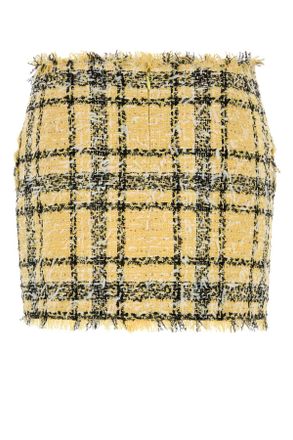Balmain Womens Embroidered Tweed Mini Skirt Aaa Multicolore Polyester Polyamide Cotton Gonne