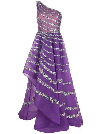 Saiid Kobeisy One-Shoulder-Kleid mit Tüll - Violett