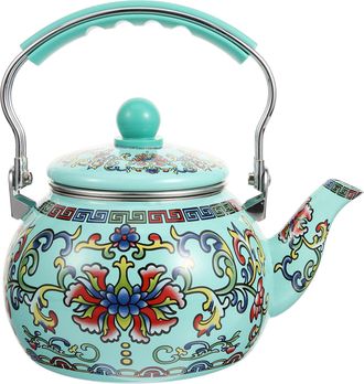 BESTONZON Emaille Wasserkessel Teekessel Wasserkocher Kaffeekanne Tee Servierkanne Pfeifkessel mit Teesieb Griff f&uuml;r Nachmittagstee Teeparty Zuhause B&uuml;ro Dekora