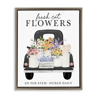 Stupell Industries Fresh Flowers Picked Daily Leinwandbild, gerahmt, gerahmt, Design von Lettered and Lined, 53,3 x 43,2 cm, Braun