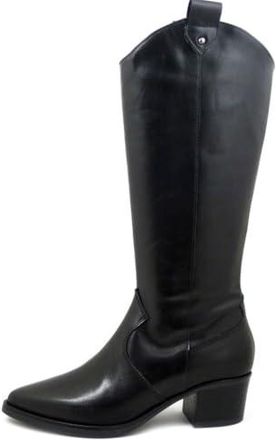 OSVALDO PERICOLI Bottes femme Texani en cuir noir, talon bas 4 cm, I48190, Noir, 35 EU