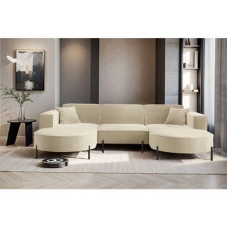 Fun M&ouml;bel Wohnlandschaft U-Form Sofa valencia in Stoff Quelle Beige