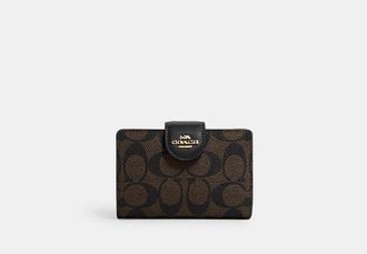 Coach Mittelgrosses Portemonnaie Aus Charakteristischem Canvas Mit Rundumreissverschluss