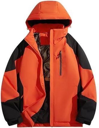 Generic Veste de pluie l&eacute;g&egrave;re et coupe-vent &agrave; capuche pour homme, imperm&eacute;able, pour randonn&eacute;e, voyage, camping, Orange et noir, 7XL