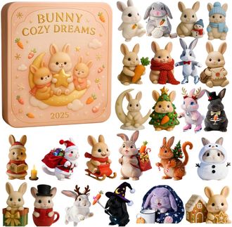 Generico Christmas Bunny Adventt Kalender - 2025 Countdown, 24-Day 2D Acryl Bunny Christmas Countdown | Cartoon Dreamy Holiday Decorations f&uuml;r Kinder, Jugendli