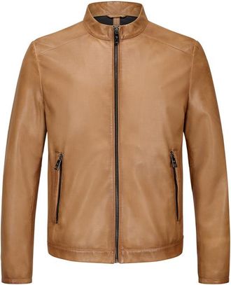 Milestone Herren Lederjacke braun Lammnappa