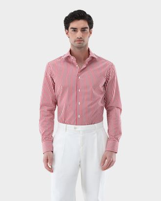 van Laack Gestreiftes Hemd aus Popeline mit Haifischkragen