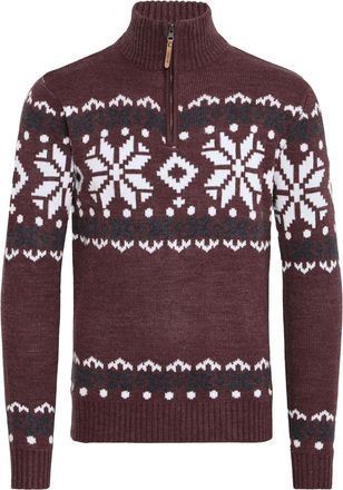 Solid SDNorwin Herren Strickpullover Troyer Grobstrick Pullover mit Stehkragen Regular fit, Größe:2XL, Farbe:Wine Red Melange (8985)