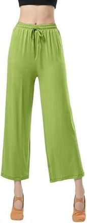 Generic Pantalon de yoga confortable pour femme avec poches, jambes larges, pantalon de pyjama d&eacute;contract&eacute;, Vert, XXL