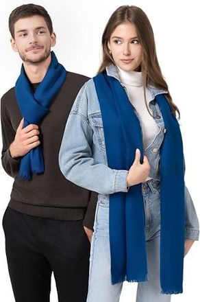 Qualicoq Echarpe Longue Hiver et Mi-saison - Made in France - Echarpe Homme et Echarpe Femme top El&eacute;gance - 16 Couleurs Unies - Confort et Douceur (Bleu roi)