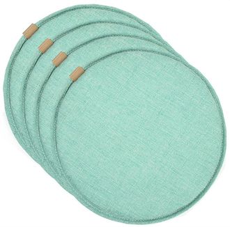 Generic Sitzkissen f&uuml;r Esszimmerst&uuml;hle 1/2/4er-Pack Runde Stuhlkissen mit B&auml;ndern Runde Hockerkissen Sitzkissen f&uuml;r Barhocker Stuhlpolster (Gr&uuml;n, 33 * 3cm (4e