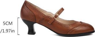 Generic Chaussures Femme Mary Janes Vintage Talons Chaton Bout Rond Tige PU Bride Cheville Réglable Boucle Antidérapantes Confortables Robe Bureau Travail,Noi