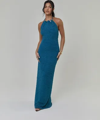 South Beach Robe longue dos nu - Bleu