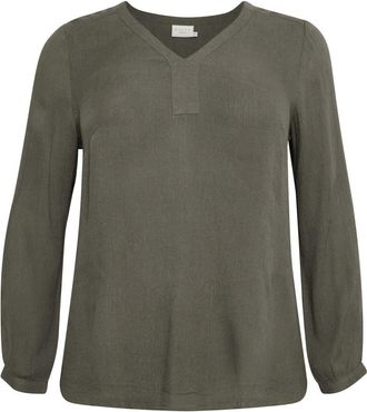Kaffe Curve Femme, Blouses et Chemises, Vert, Taille: 58 FR Chemisier à Manches Longues Col en V Grape Leaf