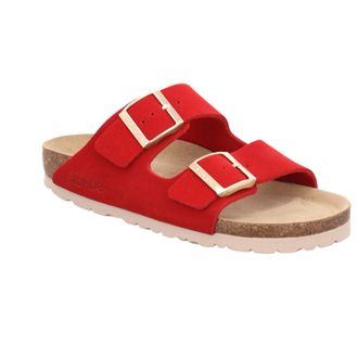 Rohde Pantolette ROHDE ALBA, Damen, Gr. 39, rot, Veloursleder, unifarben, Schuhe Pantolette, Sommerschuh, Hausschuh, Zweischnaller, Strandschuh mit Softfu&szlig;b