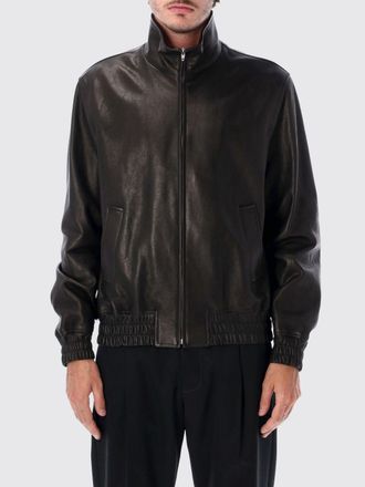 Valentino Garavani Blouson bomber en cuir de veau lisse &agrave; col montant