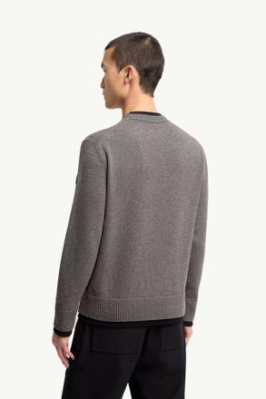 Moncler Wool-Blend Crew Neck Sweater - Grey