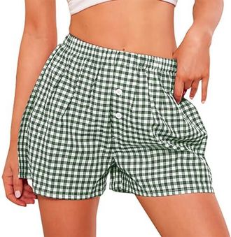 Generic Short de pyjama dété décontracté pour femme - Bas doux et respirant - Coton respirant - Short Y2K - Boxer mignon avec taille élastique - Bas de sommei