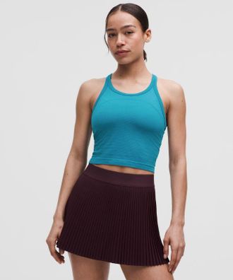lululemon Swiftly Tech Crop-Tanktop mit Racerback 2.0 f&uuml;r Frauen - Gr&ouml;&szlig;e 12 in Hawaiian Blue